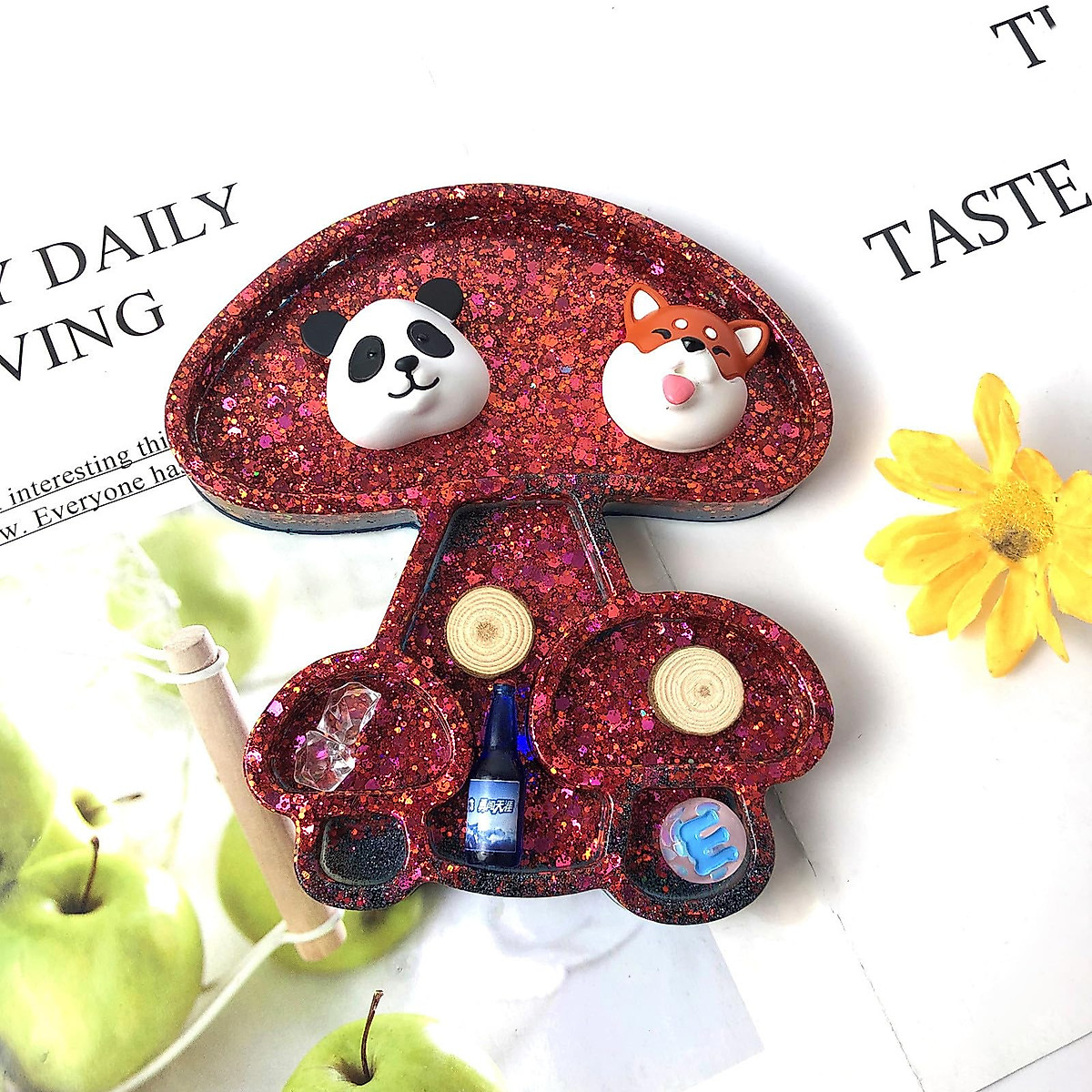 Xidmold Tray Resin Mold, Mushroom Shaped Tray Silicone Mold, Epoxy Resin Casting Molds for Jewelry Storage, Fruit Food Dish, Home Decor