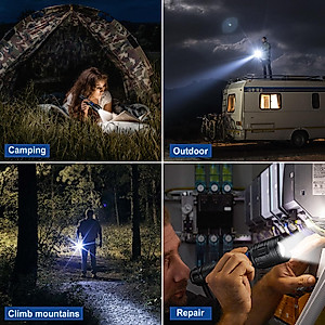 Kmivo Rechargeable LED Flashlights High Lumens 2 Pack, 900000 Lumen Super Bright Flashlight with USB Cable, 7 Modes Powerful Flashlight Waterproof Flash Light for Home Emergencies Camping