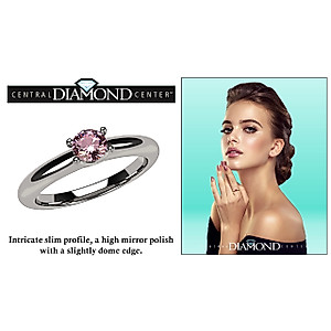 Central Diamond Center 925 Sterling Silver Lucita Solitaire Birthstone Ring w/Simulated Birthstone - March - Size 8