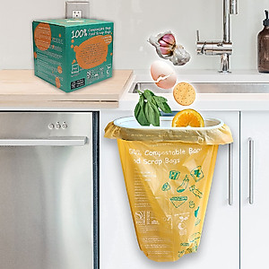 Moonygreen 100% Compostable Trash Bags, 2.6 Gallon+3 Gallon, each 100 Count, Extra Thick 0.87 Mils, Food Scrap Small Kitchen Waste Bags, US BPI ASTM D6400 and Europe OK Compost Home Certified