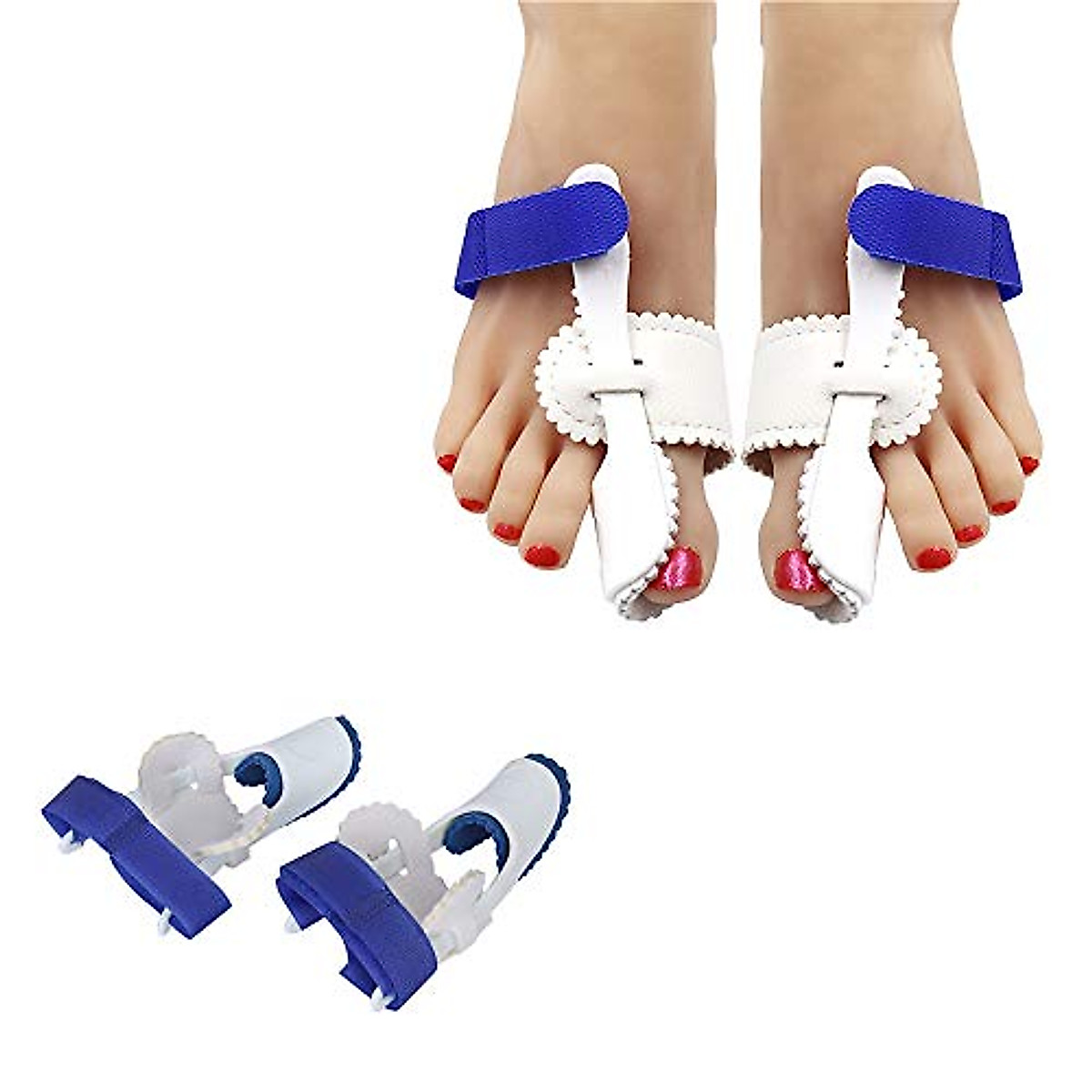 AnHua Valgus Bunion Corrector Orthotics Feet Bone Thumb Adjuster Correction Pedicure Sock Straightener Bunion Splint for Bunions For Crooked Toes Alignment Pain Relief (Style2：Blue white)