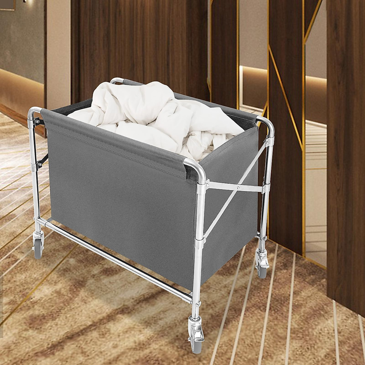 Laundry Basket With Wheels, 1 Section Rolling Laundry Hamper, Laundry Cart With Wheels Laundry Sorter Laundry Bags 34.25 x 20.47 x 30.7 Inches, Grey