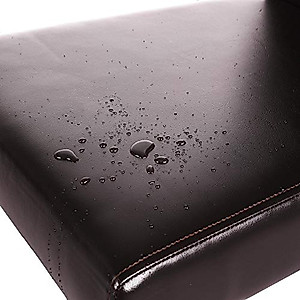 Yaheetech Dining Chairs Side PU Cushion Chairs with Waterproof Surface and Wood Legs for Kitchen Restaurant and Living Room, Set of 4, Brown