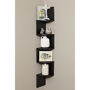 OneSpace 5 Tier Large Corner Wall Mount Shelf, Black