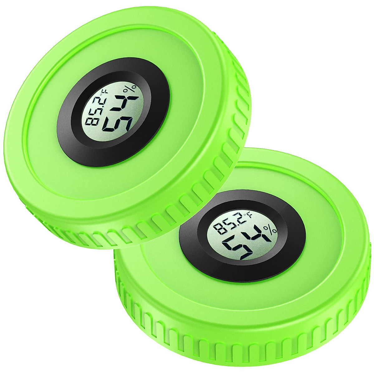 Biocomma Airtight Mason Jar Lids Built-In Stash Hygrometer Herb Curing monitor fits all Ball Wide Mouth Mason Jars 2pcs (Temperature & humidity lid)