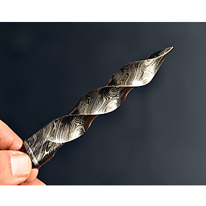 SHOKUNIN USA TriEdge Tactical Dagger - High Carbon Steel Damascus Tri Edge 4.7-inch Blade with Integral Handle - Ideal for Outdoor, Tactical, Survival, and EDC & Sheath