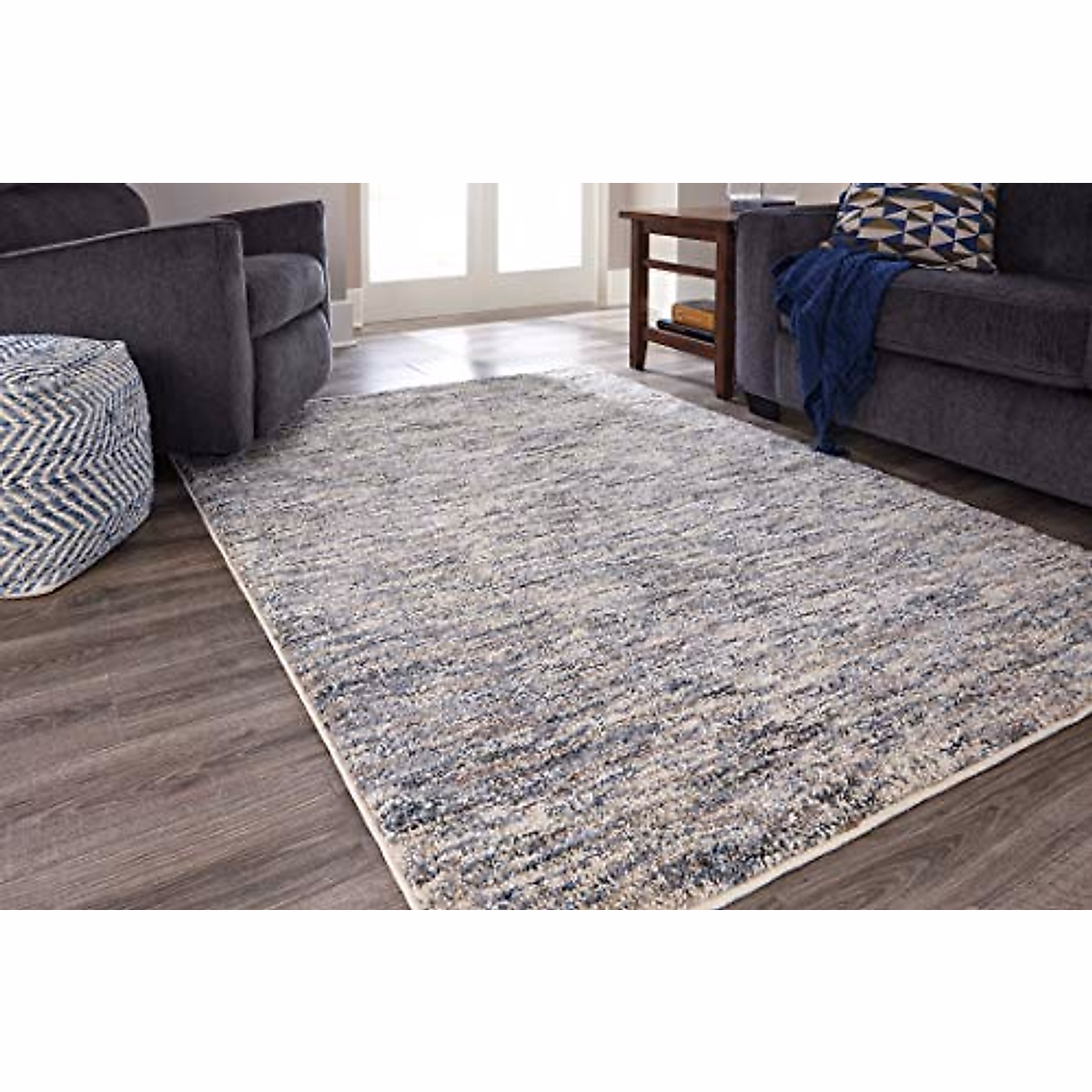 Signature Design by Ashley Marnin Casual 5 x 7 ft High Pile Multi-Tonal Accent Rug, Tan, Blue & Cream