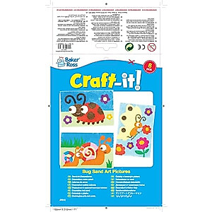 Baker Ross AT615 Bug Sand Art Pictures - Pack of 8, for Children to Decorate and Display, Ideal Kids Arts and Crafts Project