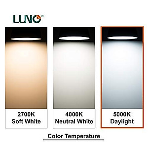 LUNO A19 Dimmable LED Bulb, 5.5W (40W Equivalent), 450 Lumens, 5000K (Daylight), Medium Base (E26), UL & ENERGY STAR (4-Pack)