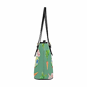 InterestPrint Easter Chicks and Rabbit Colorful Tote Bags Women's Leather Handbags Ladies Shoulder Bag