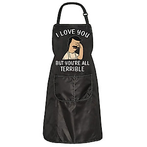 ZJXHPO Bob’s TV Show Merchandise Burgers Fans Apron Gift I Love You But You’re All Terrible Apron Belcher Housewarming Gift (Terrible Apron)