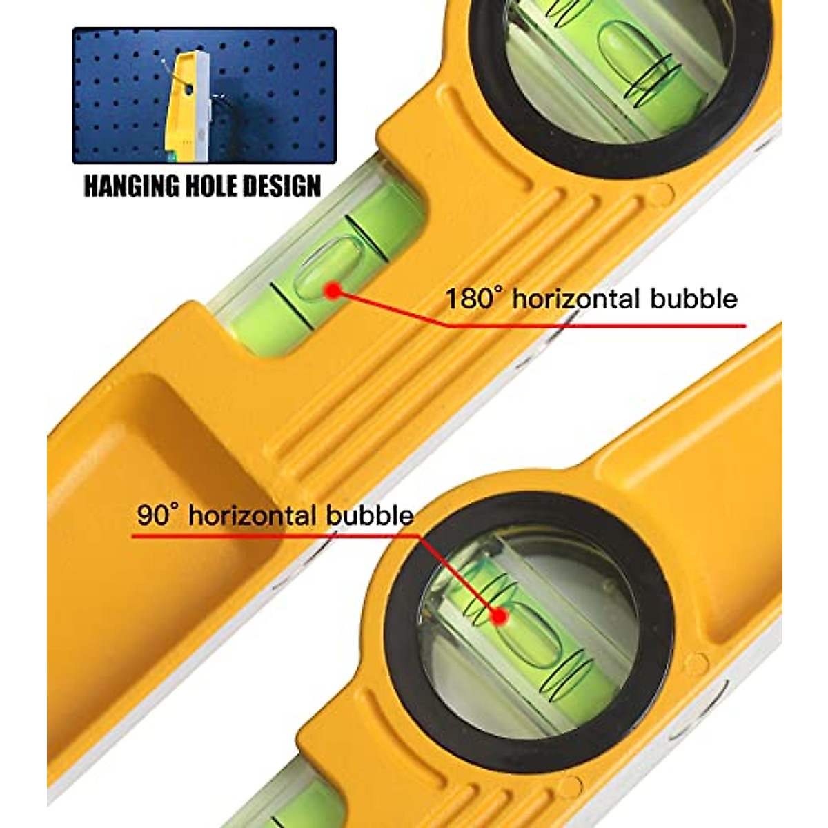 RONGPRO 10 Inch Aluminum Die-Cast Magnetic Torpedo Level, Professional Magnetic Scaffolding Spirit Level, Torpedo Level with Rare Earth Magnet 250MM and Holster