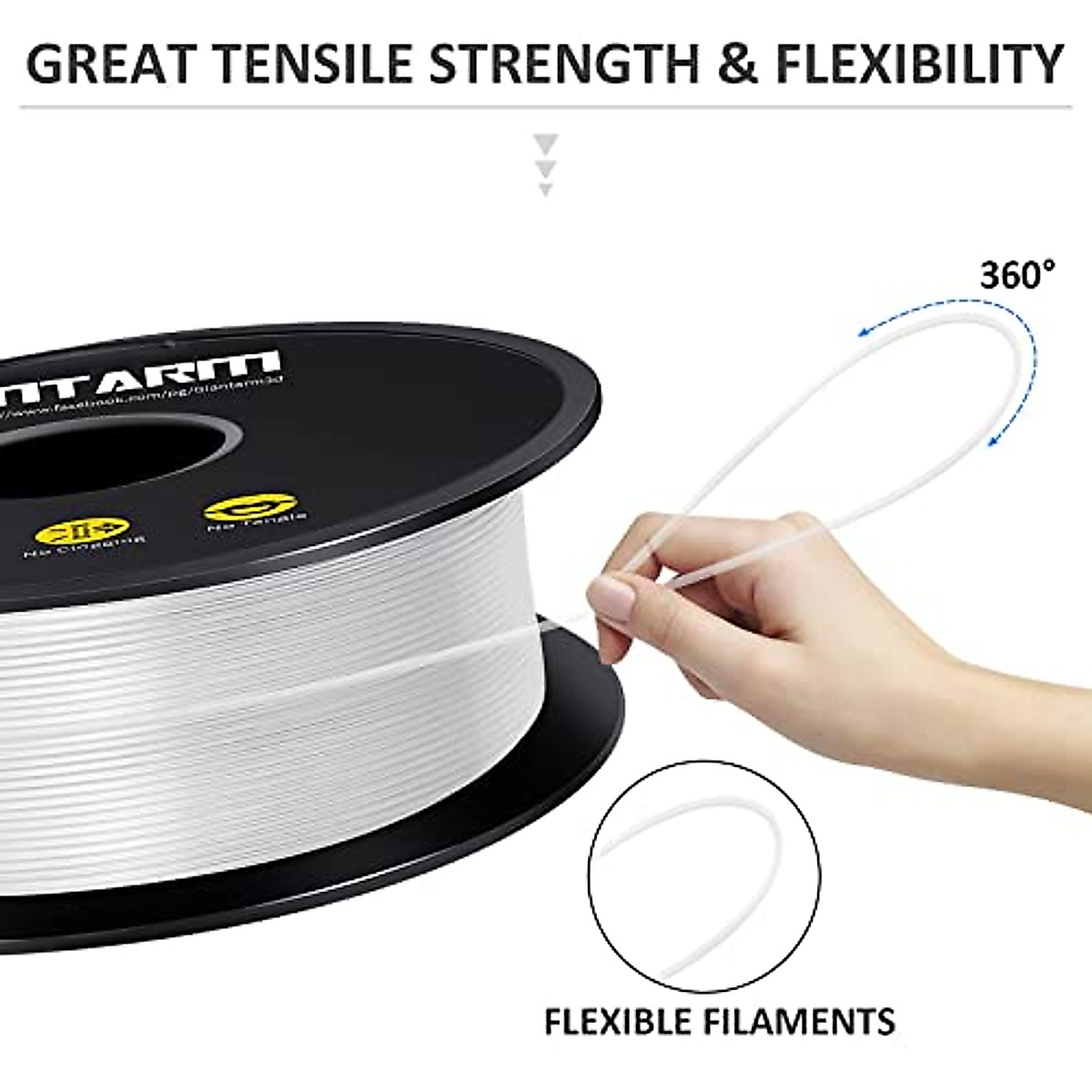 GIANTARM Transparent Clear PLA 3D Printer Filament 1kg(2.2lbs) Spool,1.75mm Dimensional Accuracy +/- 0.02mm, Vacuum Packaging, Fit for Most 3D Printer in Market