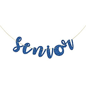 Talorine Blue Senior Banner - for Congrats Grad Bunting - Educated AF - Graduation Party Bunting Decorations (Glitter)