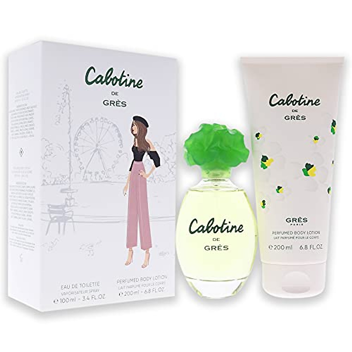 Gres Cabotine 2 Piece Gift-Set Eau De Toilette Spray for Women, 3.4 Ounce and Body Lotion 6.7 ounce