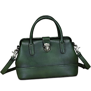 Genuine Leather Satchel Handbag for Women Purse Top Handle Bags Handmade Vintage Crossbody Bag Purses (Green) Medium