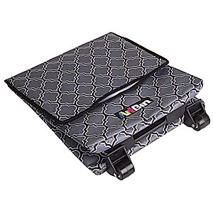 ArtBin 6822AG Rolling Tote, Lightweight Collapsible Art & Craft Storage Tote with Wheels, Retractable Handle, Shoulder Strap, Black/Gray Print