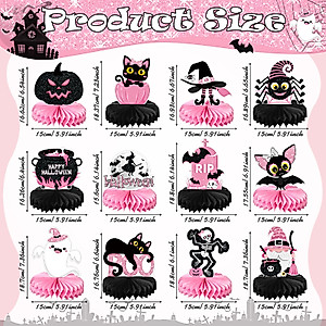 Containlol 12 Pcs Pink Halloween Baby Shower Decorations Halloween Honeycomb Centerpieces Pink Black Halloween Table Decor Halloween Birthday Table Toppers for Baby Shower Girls Party Table Decor