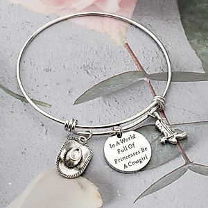 bobauna Cowgirl Boot Bracelet Country Western Jewelry In A World Full Of Princesses Be A Cowgirl Equestrian Gift (cowgirl bracelet)