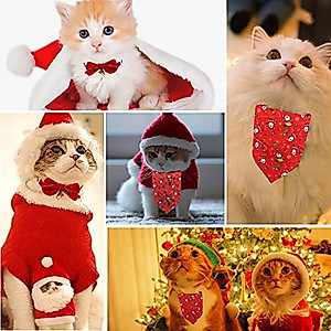 JUNSPOW Christmas Cat Costume Outfit Set Pet Christmas Costume Santa Christmas Hat Christmas Cat Collar for Puppy Kitten Christmas Party Costume Supplies
