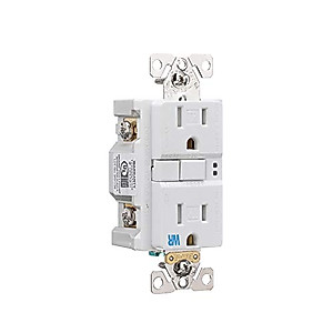 EATON TWRSGF15W Arrow Hart Tamper and Weather Resistant Duplex Gfci Receptacle, 125 Vac, 15 A, 2 Pole, 3 Wire, White