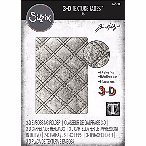Sizzix 3-D Texture Fades Embossing Folder Quilted by Tim Holtz, 665734, Multicolor