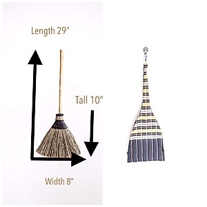 Skennova - 29 inch Tall of Elephant Eyelash Brown Grass Broom Bamboo Stick with Natural Hanger Handle Thai Broom Asian Broom