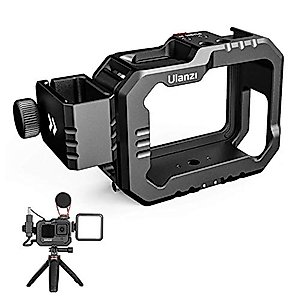 Vlog Housing Cage for Gopro 9/10/11, ULANZI G9-14 Upraged Aluminum Video Case Metal Frame, Cold Shoe Mount for Mic Light, Detachable Audio Adapter Vlogger Accessory for Gopro Hero 9/10/11 Black