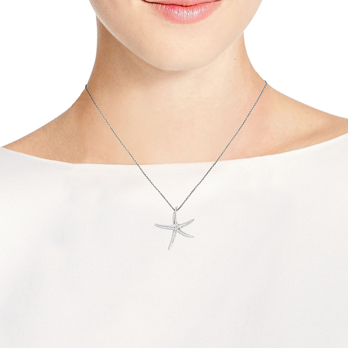 AeraVida Playful Starfish Dance .925 Sterling Silver Pendant Necklace