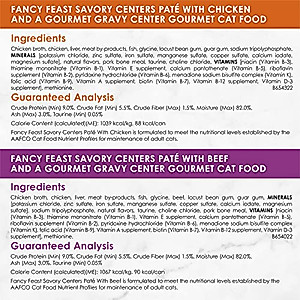Purina Fancy Feast Pate Wet Cat Food Variety Pack, Savory Centers Pate With a Gravy Center - (2 Packs of 12) 3 oz. Pull-Top Cans