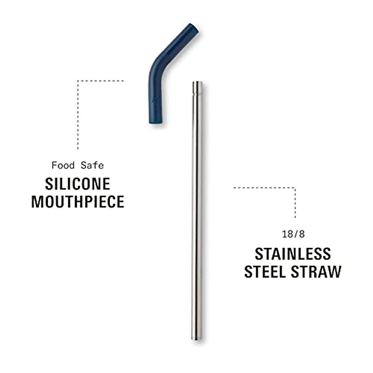 Avana Metal Reusable Straws with Case and Silicone Tips for Water Bottles and Tumblers, Deep Ocean/Grey/Black, (3-Pack)