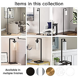 Henn&Hart 67.75" Tall Floor Lamp with Glass Shade in Blackened Bronze/Seeded, Floor Lamp for Home Office, Bedroom, Living Room