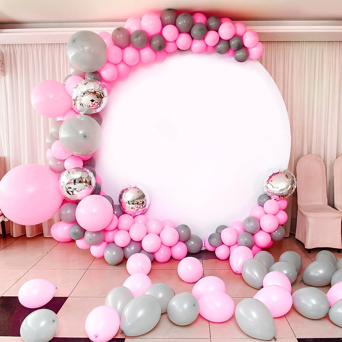 EMART 100pcs Pink Balloons 12 Inch with Ribbon, Latex Party Balloons Helium Quaility for Birthday, Wedding, Baby Shower, Balloon Garland Arch, Graduation, Christmas Decor