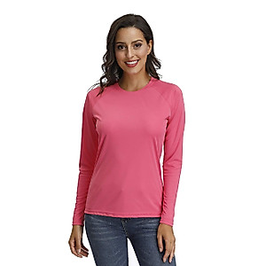 Corna Women's UPF 50+ Sun Shirts Long Sleeve UV Protection Outdoor Hiking Tops Quick Dry Lightweight Sun Shirt (Pink, 3XL)
