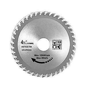 JYTUUL 3PCS 4-1/2-Inch 40T Circular Saw Blade with 7/8-Inch Arbor, Alloy Steel TCT Hard & Soft Wood Cutting Saw Blade (Reduce Ring 5/8 inch and 3/4 inch)