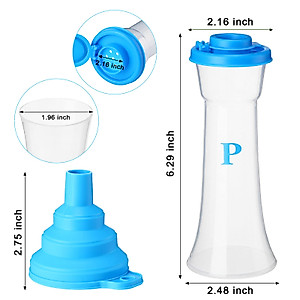 Dandat Set of 8 Plastic Salt and Pepper Shakers Salt Shaker with Lid Hourglass Salt Shaker Pepper Food Containers Salt Shaker with Funnels for Restaurant Kitchen Camping, Red and Blue