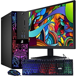 Computer Desktop PC, Intel Core i5-6500, TechMagnet Siwa 6, 16GB RAM, 240GB SSD (Fast Boot), 1TB HDD, RGB Keyboard Mouse, WiFi, 22 inch Monitor, Windows 10 Professional (Renewed)