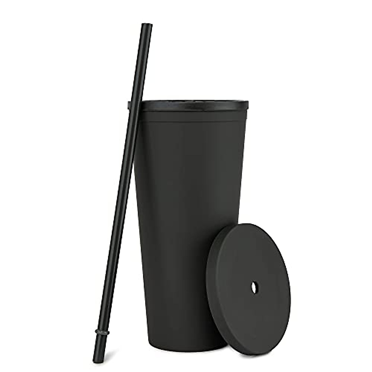 Tumblers with Lids (4 pack) 22oz Pastel Colored Acrylic Cups with Lids and Straws | Double Wall Matte Plastic Bulk Tumblers With FREE Straw Cleaner! Vinyl Customizable DIY Gifts