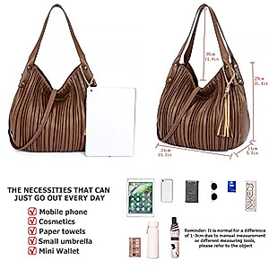 myfriday Vintage Shoulder Hobo Bags for Women Vegan Leather Lightweight Top-Handle Satchel Purse and Handbags with Tassel