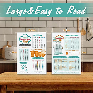 Kitchen Conversion Chart Magnet Cooking Measurement Refrigerator Magnet Thickened Double-sided Flip for Cooking Baking Tool Cookbook Accessories, White
