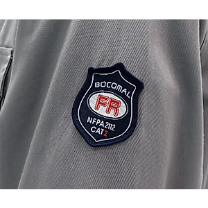 BOCOMAL FR 6.25oz Lightweight Summer Welding Shirt - Flame Resistant, Relaxed Fit, Cotton, Long Sleeve, Button Down Collar, Light Gray