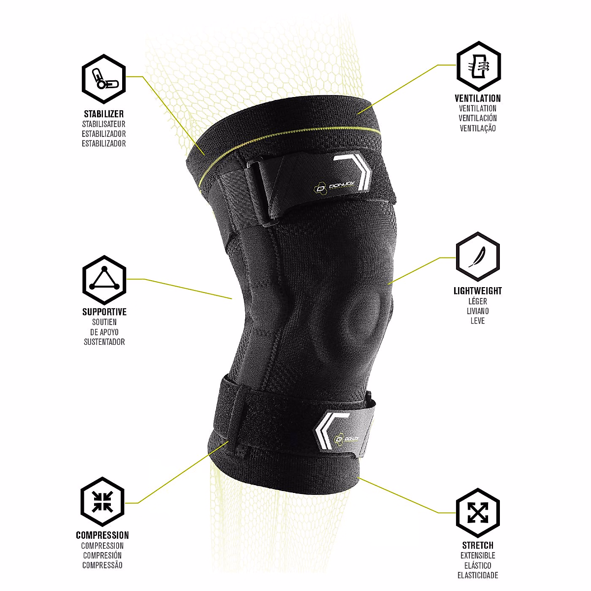 DonJoy Performance Hinged Knit Knee Compression Sleeve - Patellofemoral Syndrome - Knee Swelling/Inflammation - Knee Sprains and Strains - Sports Knee Injury (Large)