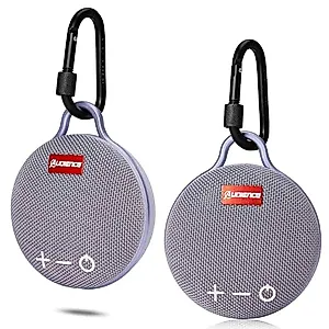 UrbanX Audience Series IPX7 Bluetooth Waterproof Speaker with Clip, Compact Speaker with Big Sound, Punchy Bass, Wireless for Redmi Note 11T Pro+ & Beach, Pool, Boat, Biking Purple 2 Pack