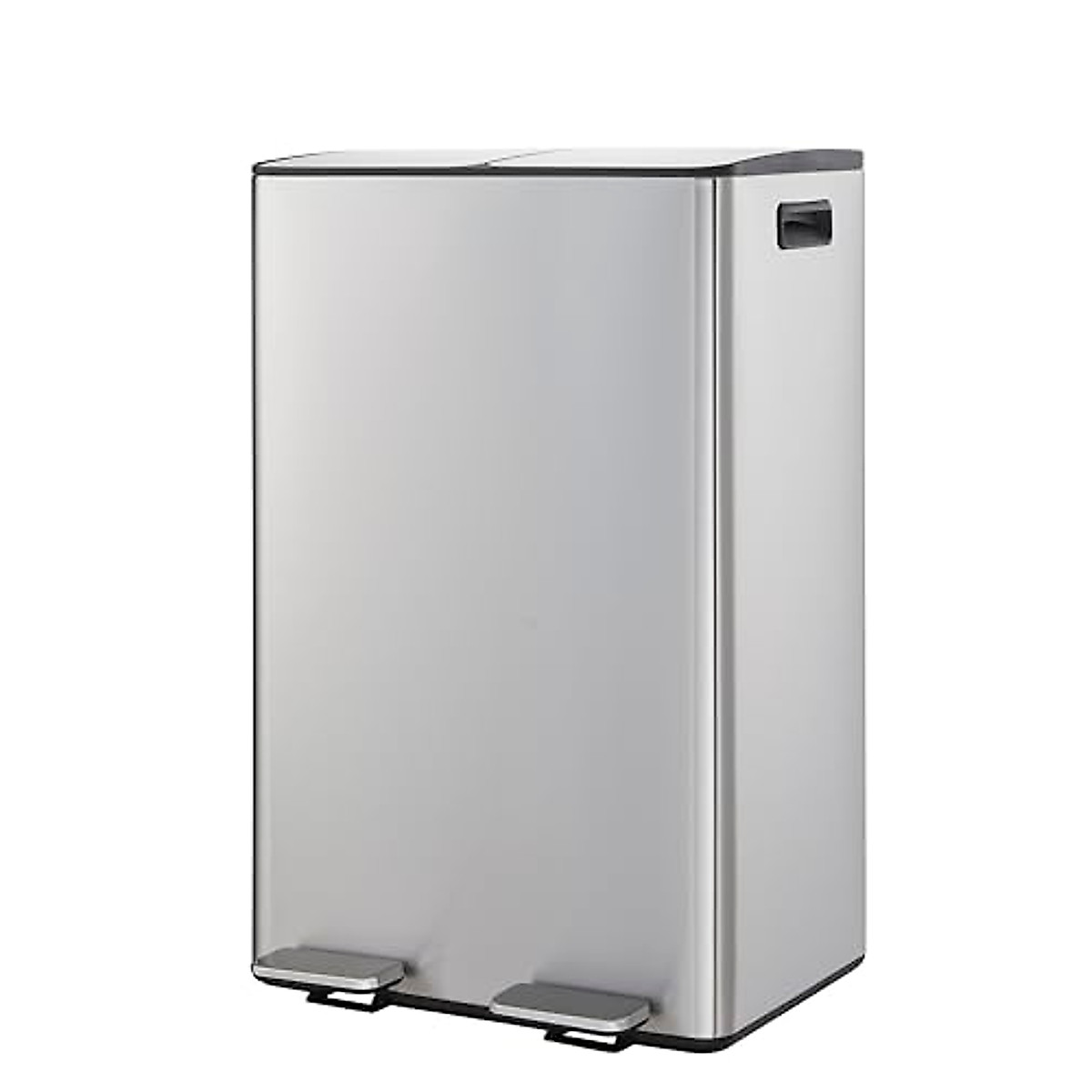 Casa Andrea Milano 15-Gallon Hands-Free Dual Compartment Recycling Kitchen Step Trash Can with Soft-Close Lid, Plastic Inner Buckets