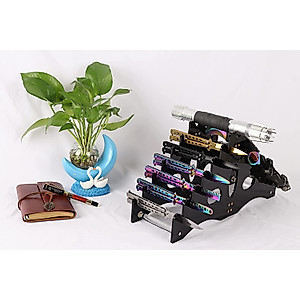 HHUXIUE Holds 12 Pocket Knives Display Stand Knife Display Case Collectible Knife Display Stand Knife Collector Display Stand Acrylic Tabletop Knife Stand For Pocket Knife Storage(black)