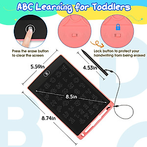 ABC Learning for Toddlers, Montessori Alphabet Number Tracing Toys, Handwriting Practice for Preschool 4 5 6 Years Old Kids, LCD Writing Tablet, Letter Tools Educational Learning Toys