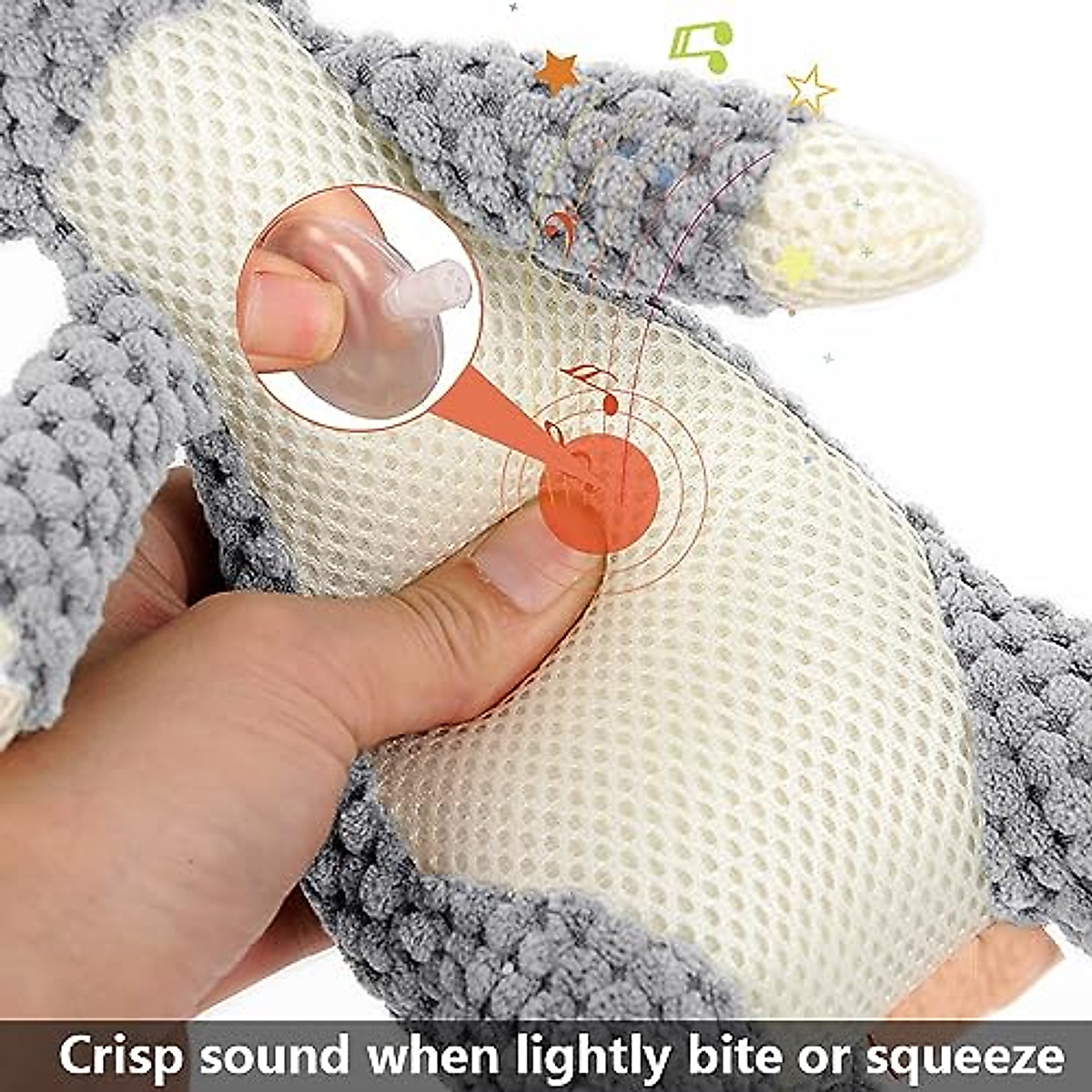 DomKim Plush Squeaky Dog Toy for Small/Medium Dogs,Soft Durable Interactive Dog Toys for Teething Relieve Anxiety, Stuffed Soft Durable Chew Toys Ggressive Chewers Grey(Elephant)