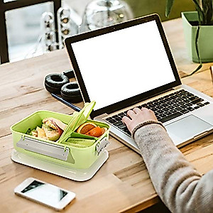 shopwithgreen 3 Pack Lunch Container to Go, 40-oz Bento Box with 3-Compartment, for Sandwich, Fruit, Lunch, Snacks, Pasta, School & Travel - Meal Prep, Food Storage Containers with Lids