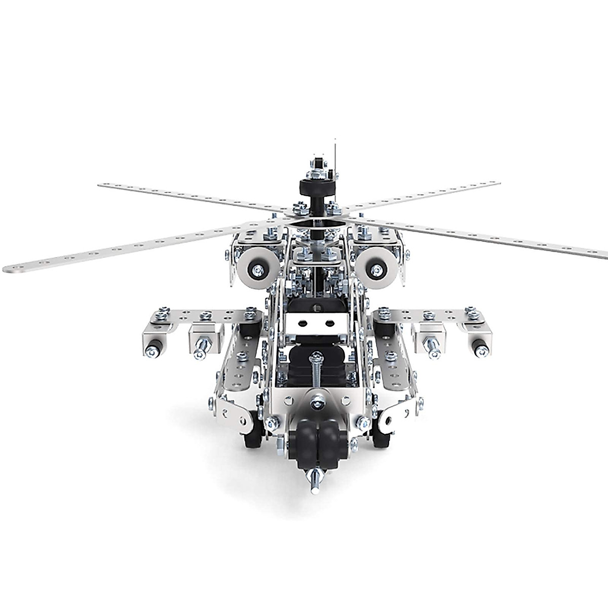 Steel World Assembled Helicopter Toy Model Metal Building Block Set Construction Toys for Children and Adults