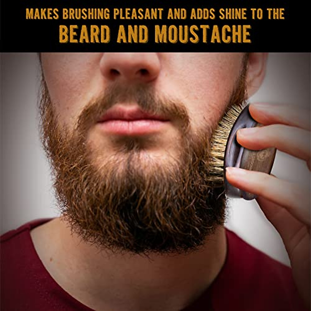 Regal Haus Grooming Premium Barber Quality Boar Bristle Beard and Mustache Brush for Men with Reusable Box- Grooming Care Products for Men - Comb Beard Oil or Balm Through Facial Hair - Military Style